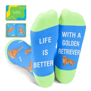 sockfun funny golden retriever gifts for women men, novelty golden retriever socks silly crazy fun socks