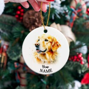 Custom Golden Retriever Dog Ceramic Ornament, Personalized Dog Christmas Tree Ornament 2023, Golden Retriever Dog Lovers Xmas Ceramic Ornaments, Pet Xmas Tree Decor Keepsakes, Pet Dog Present