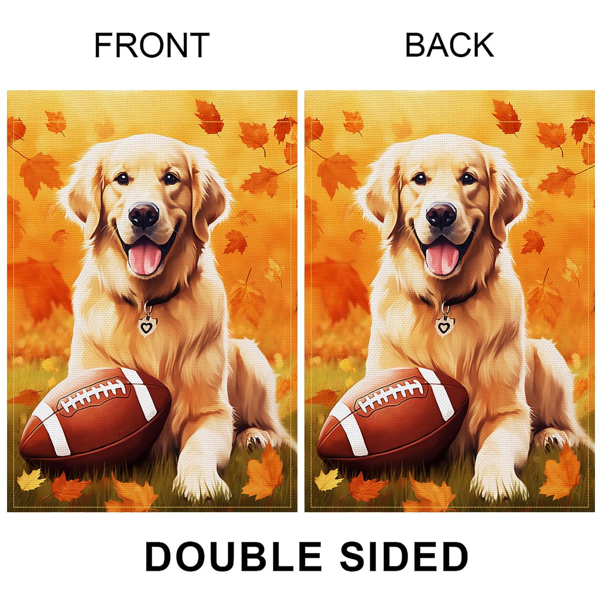 Balgardekor Football Golden Retriever Fall Garden Flag For Outside Welcome Burlap Flag Fall Decorations Outdoor Dog Thanksgiving Holiday Yard Flag 12×18 Inch Double Sided Autumn Halloween (Cute