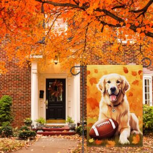 Balgardekor Football Golden Retriever Fall Garden Flag For Outside Welcome Burlap Flag Fall Decorations Outdoor Dog Thanksgiving Holiday Yard Flag 12×18 Inch Double Sided Autumn Halloween (Cute