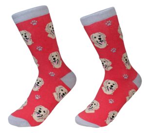 e&s pets golden retriever socks - fun unisex socks - crazy pet lover - novelty socks funny gifts for dog lovers - cute dog pattern - casual crew socks - one size fits most