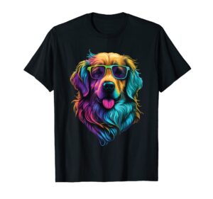 colorful golden retriever art - dog owner canine lover t-shirt