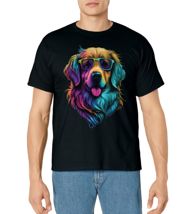 Colorful Golden Retriever Art - Dog Owner Canine Lover T-Shirt