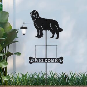 BAYN Solar Golden Retriever Garden Stakes Decorative with a Lantern Dog Silhouette Welcome Sign Outdoor Garden Decor for Yard, Lawn, Patio, Pathway