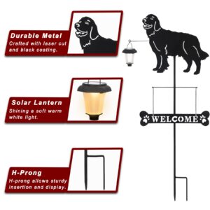 BAYN Solar Golden Retriever Garden Stakes Decorative with a Lantern Dog Silhouette Welcome Sign Outdoor Garden Decor for Yard, Lawn, Patio, Pathway