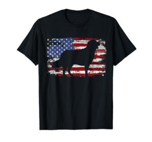 golden retriever vintage usa flag t-shirt