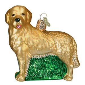 old world christmas ornaments: dog collection glass blown ornaments for christmas tree, golden retriever