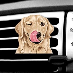 wirester fresh scented car air freshener vent clip, decorative accessories, interior decoration for cars - cute winking golden retriever dog