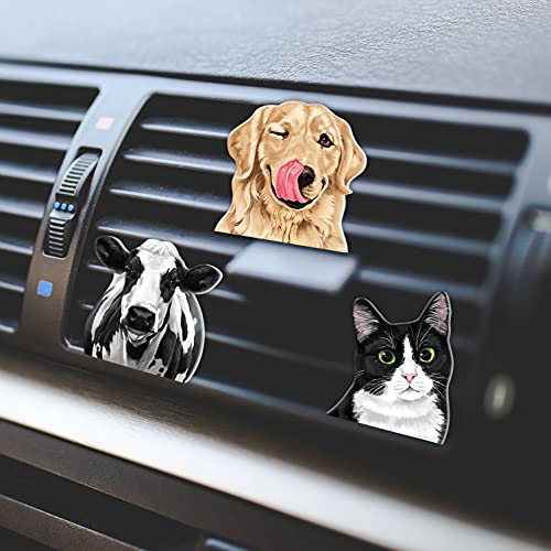 WIRESTER Fresh Scented Car Air Freshener Vent Clip, Decorative Accessories, Interior Decoration for Cars - Cute Winking Golden Retriever Dog