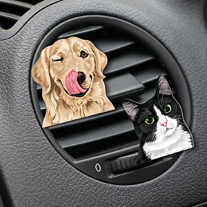 WIRESTER Fresh Scented Car Air Freshener Vent Clip, Decorative Accessories, Interior Decoration for Cars - Cute Winking Golden Retriever Dog