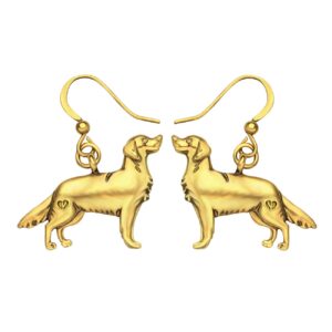 weveni alloy cute golden retriever dog earrings dainty dangle drop pet jewelry for women ladies vintage gifts (gold plated)