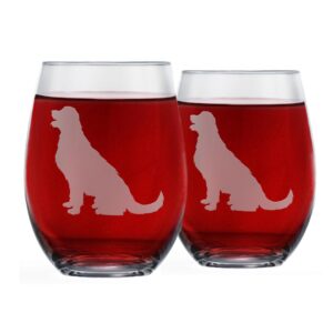 golden retriever stemless wine glasses (set of 2) | unique for dog lovers | hand etched with breed name on bottom