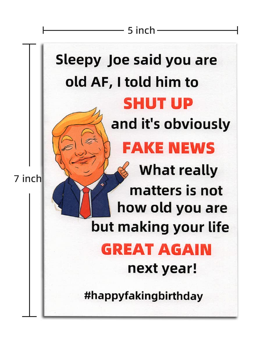 Ikassong Funny Donald Trump Birthday Card 5.3 x 7.6 with 2 Envelopes for Men Women, Humorous Hilarious Naughty Bday Card