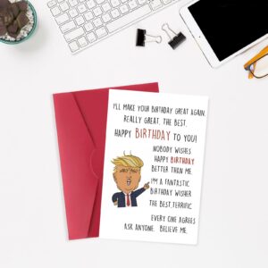 XXDJLP Hilarious Trump Birthday Card Gifts for Boyfriend Girlfriend, Funny Donald Trump Birthday Cards for Brother Sister, Joke Trump Theme Greeting Card for Men Women