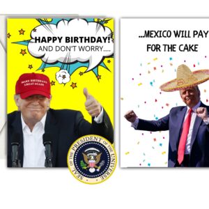 GIFTING GIGGLES Funny Donald Trump Birthday Card | Political Birthday Cards | Great President Gag Gift for 30th 40th 50th 60th 70th 80th 90th | Comes with Presidential Seal - MADE IN USA