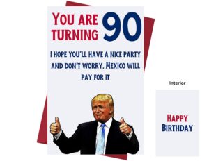 let's make 90 great again – donald trump – sarcasm 90th birthday cards for women, men, friends, coworkers, etc. – donald trump birthday cards 90 years old – 90th birthday cards 90th anniversary