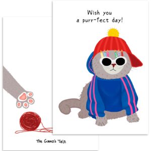 the gimmo's tale cute card for cat lover with paws - (envelopes, stickers included)