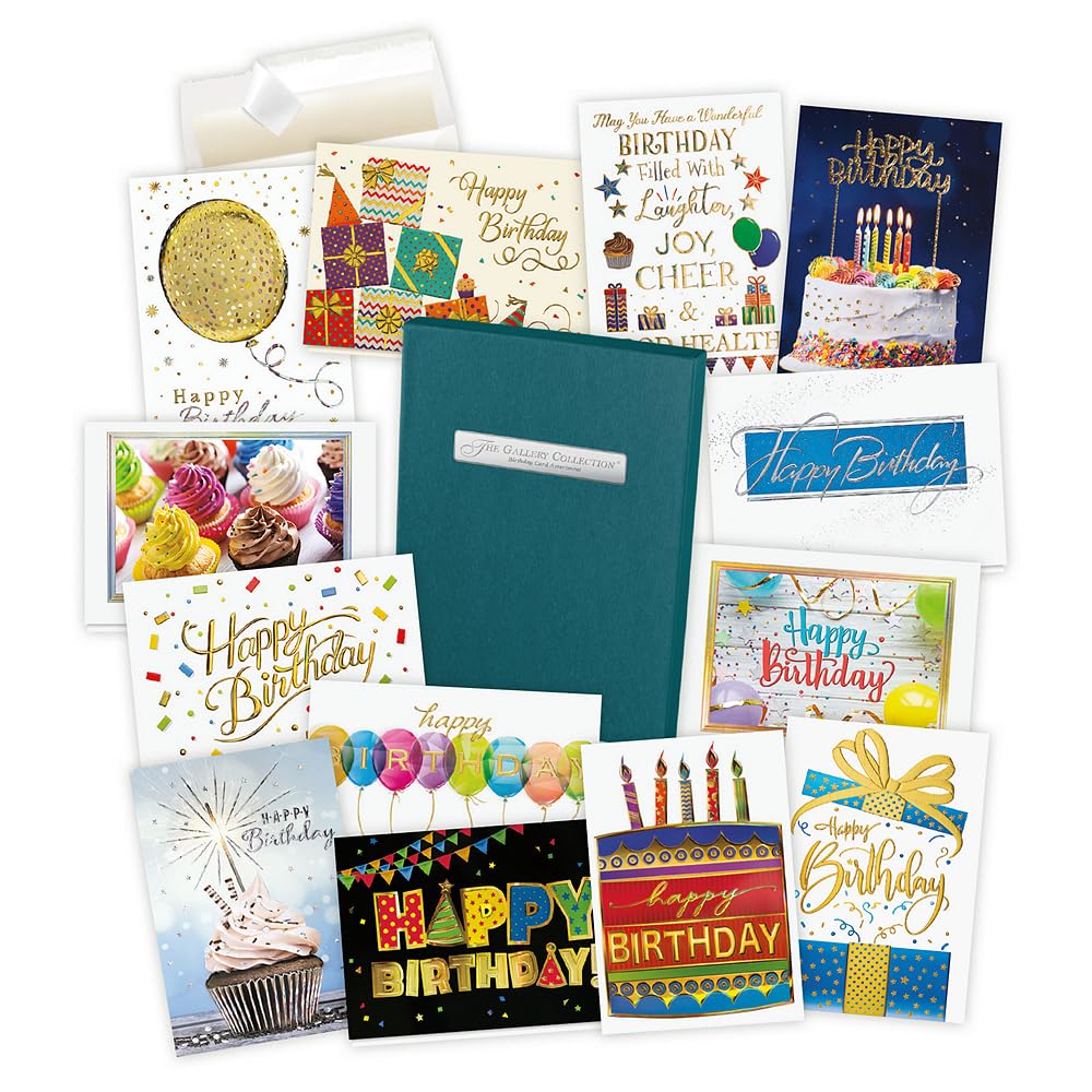 The Gallery Collection - Birthday Cards Assortment Box (35 Cards), Foil & Embossing (Birthday 1)