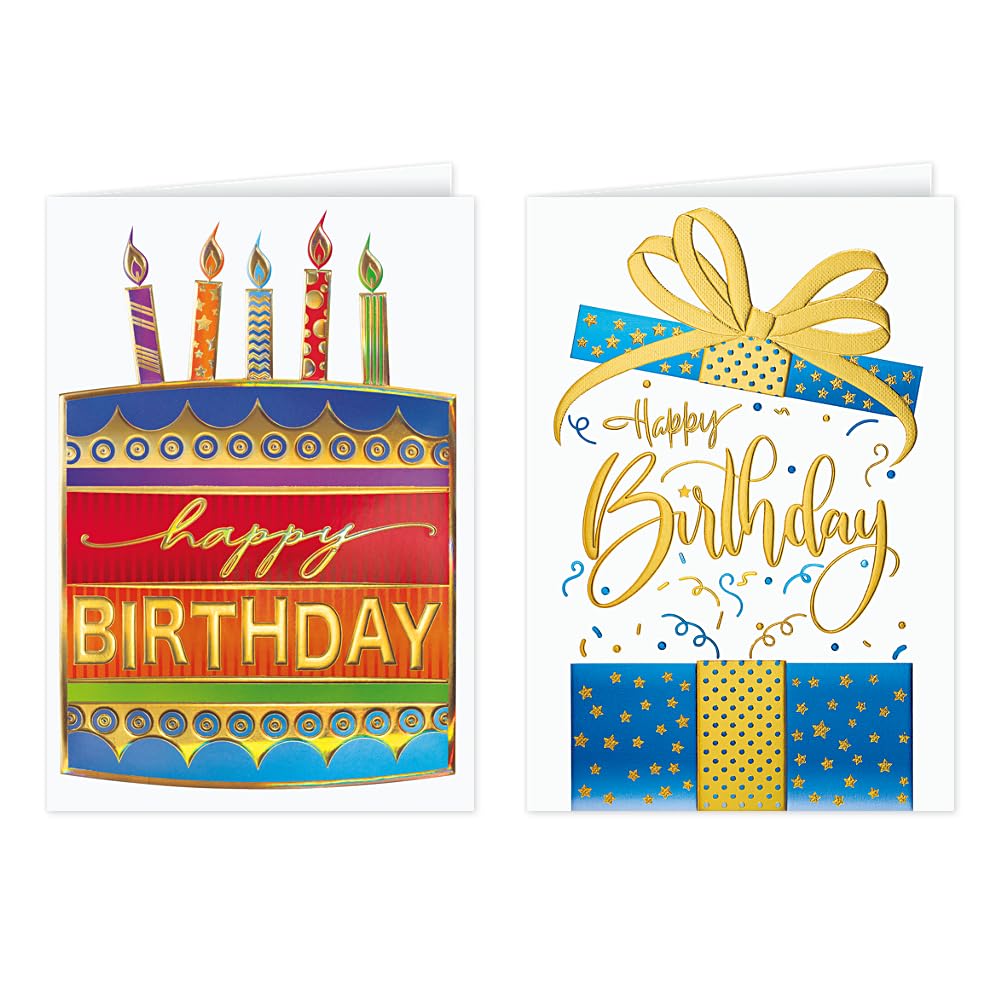 The Gallery Collection - Birthday Cards Assortment Box (35 Cards), Foil & Embossing (Birthday 1)