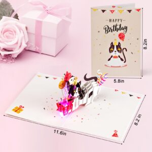 YunXianger Birthday Cards, Light and Music Happy Birthday Card, Funny 3D Pop Up Cat Birthday Gift Greeting Cards for Women Men Kids Mom Dad Husband Wife boyfriend Daughter and Cat Lover