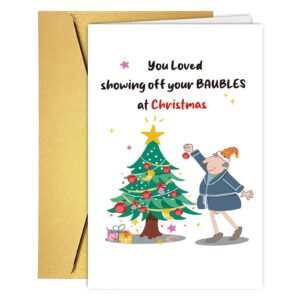 uuefktn humorous adult christmas cards for him, funny rude christmas gift for dad, boyfriend, friends. adult merry christmas greeting card, rude adult cheeky humorous - baubles laugh