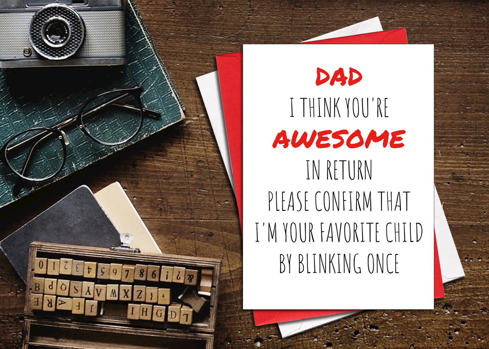 Ikassong Funny Card for Dad Birthday Father's Day 5.3 x 7.6 with 2 Envelopes