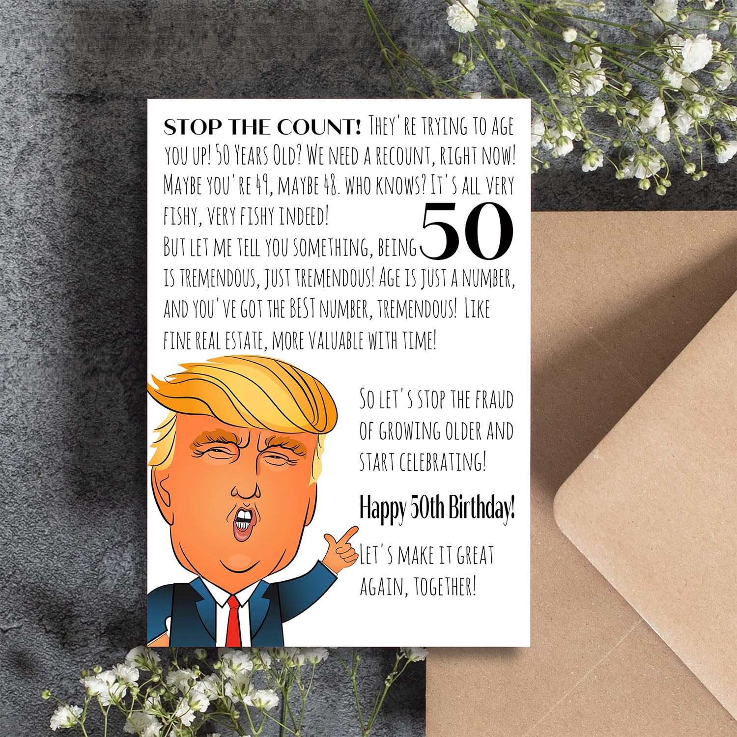 GIFTSFARM Funny 50th Birthday Card, 50 Birthday Card for Women Men, Birthday Card Decoration Gifts for Him or Her Turning 50 Years Old (5 x 7 Inch Birthday Card with Kraft Envelope)