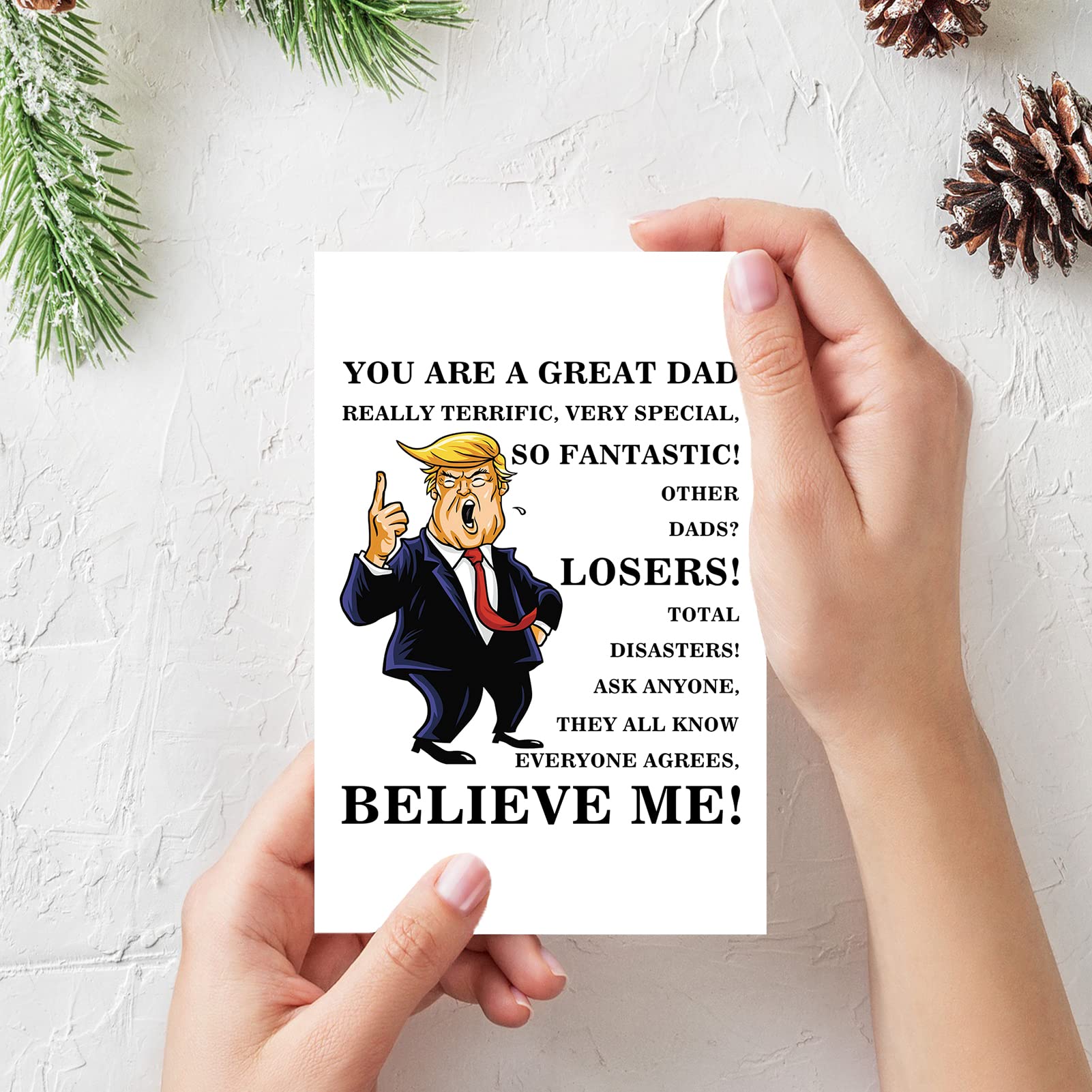 OJsensai Trump Fathers Day Card, Hilarious Birthday Card for Father, You Are A Great Dad Card, Funny Trump Fathers Day Gift for Dad