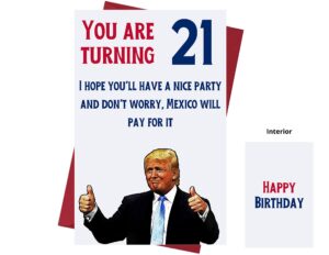 let's make 21 great again – donald trump – sarcasm 21st birthday cards for women, men, friends, coworkers, etc. – donald trump birthday cards 21 years old – 21st birthday cards 21st anniversary