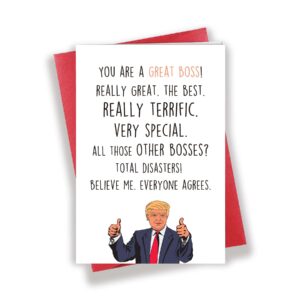 longkado funny trump boss’s day card, you’re a great boss card for your excellent boss, great boss birthday card