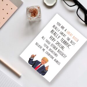 Longkado Funny Trump Boss’s Day Card, You’re A Great Boss Card for Your Excellent Boss, Great Boss Birthday Card