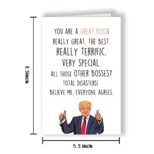 Longkado Funny Trump Boss’s Day Card, You’re A Great Boss Card for Your Excellent Boss, Great Boss Birthday Card