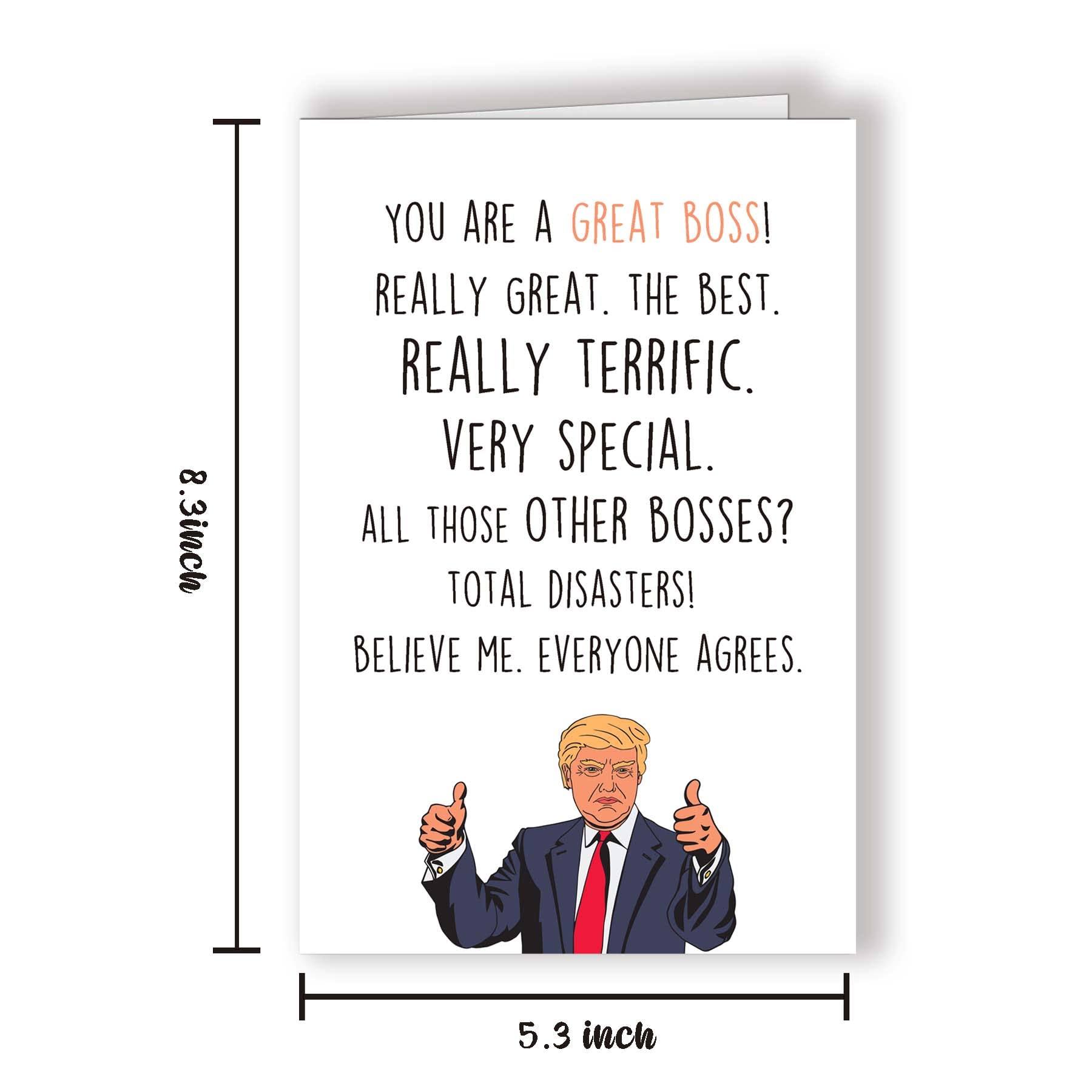 Longkado Funny Trump Boss’s Day Card, You’re A Great Boss Card for Your Excellent Boss, Great Boss Birthday Card