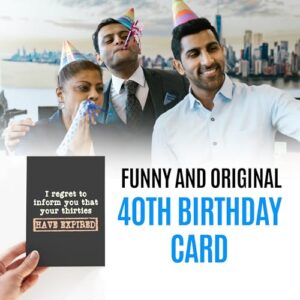 Funny 40th Birthday Card for men or women with envelope | Joke card for someone who is turning 40 years old | Original and unique present idea for him or her, family, friends or a co-worker.