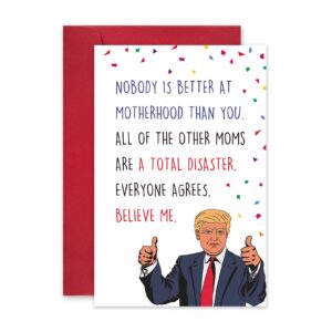 leinessy funny trump mother's day card, humorous birthday card for mom, nobody is better at motherhood than you