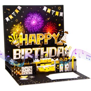 ribbli birthday cards light and musical fireworks happy birthday card pop up birthday card gift for men, women