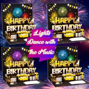 Ribbli Birthday Cards Light and Musical Fireworks Happy Birthday Card Pop Up Birthday Card Gift for Men, Women