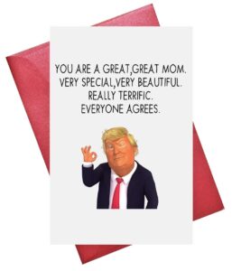 funny mother's day card, mothers day greeting card trump, funny birthday card for mom - trump your are a great mom