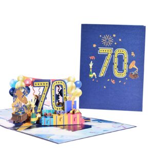 uvatahona 70th greeting birthday cards, pop up happy 70th birthday card for him or her, cheers 70 years old birthday cards best for husband, wife, mom, dad, sister, brother, friend