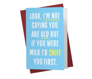 karto funny birthday card for men women, large 5.5 x 8.5 happy birthday card for dad mom, birthday card for brother sister, grandpa grandma sniff you first