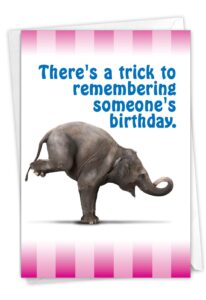 nobleworks - funny happy belated birthday card with envelope - congrats greeting card, birthday fun - trick to remembering c6353bdg