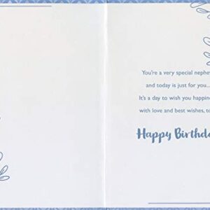 Designer Greetings Blue Mug with Dark Blue Horizontal Stripes Nephew Birthday Card