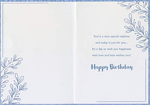 Designer Greetings Blue Mug with Dark Blue Horizontal Stripes Nephew Birthday Card