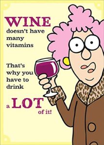 rsvp wine doesn't have many vitamins funny/humorous feminine birthday card for her : woman : women,cherry,5" x 7",gc-b2860a