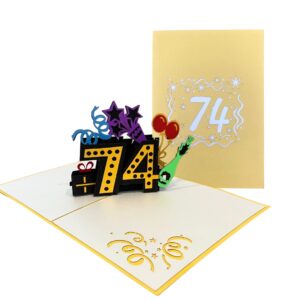 alphak happy 74th birthday 3d pop up card, birthday 3d greeting card, 74th birthday gifts