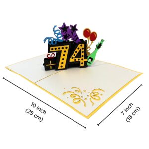 ALPHAK Happy 74th Birthday 3D Pop Up Card, Birthday 3D Greeting Card, 74th Birthday Gifts