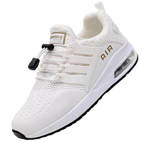 FINOTAR Men Running Shoes Lightweight Breathable Fashion Sneakers Air Mens Walking Shoes Tennis Jogging Gym Travel Outdoor Sports Shoes White 8.5