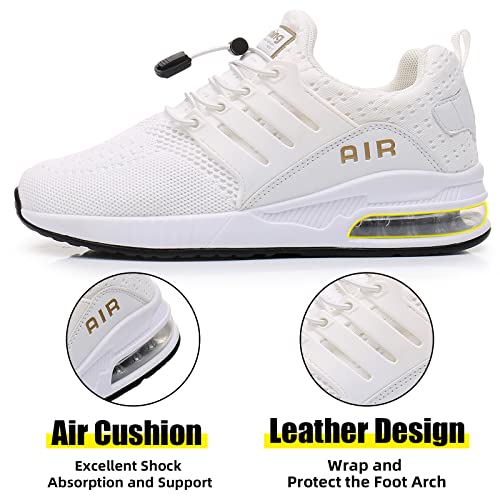 FINOTAR Men Running Shoes Lightweight Breathable Fashion Sneakers Air Mens Walking Shoes Tennis Jogging Gym Travel Outdoor Sports Shoes White 8.5