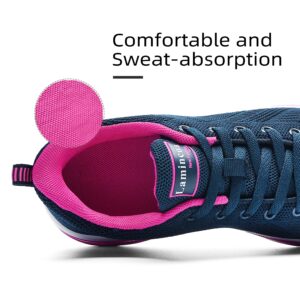 Lamincoa Women's Air Athletic Running Shoes Lightweight Breathable Fashion Sneakers Gym Training Shoes Tennis Casual Sneaker Blue-rose 9