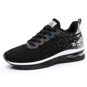 rumpra women sneakers lightweight air cushion gym fashion shoes breathable walking running athletic sport(b-black,us 8.5